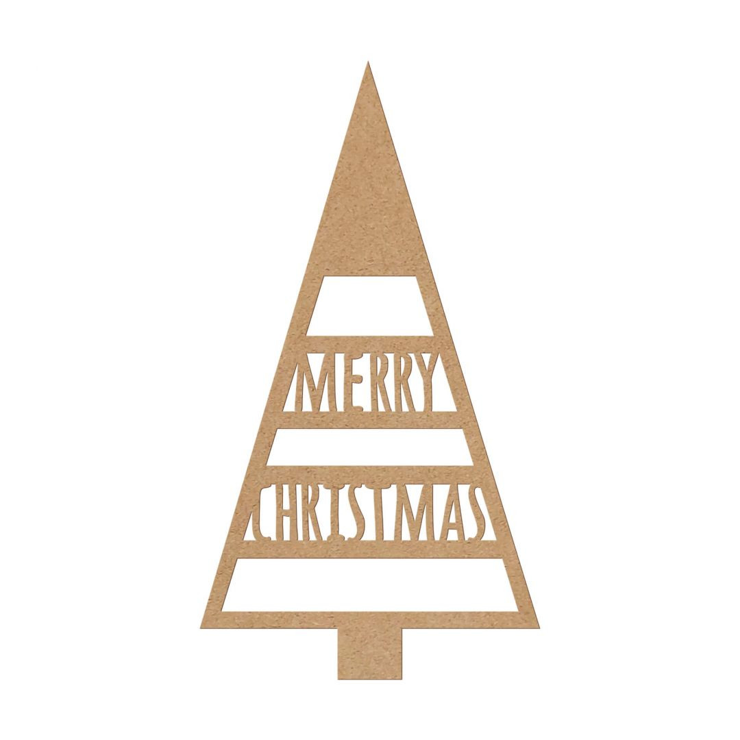 Holzdeko Weihnachten - Tannenbaum Merry Christmas - MDF Natur ...