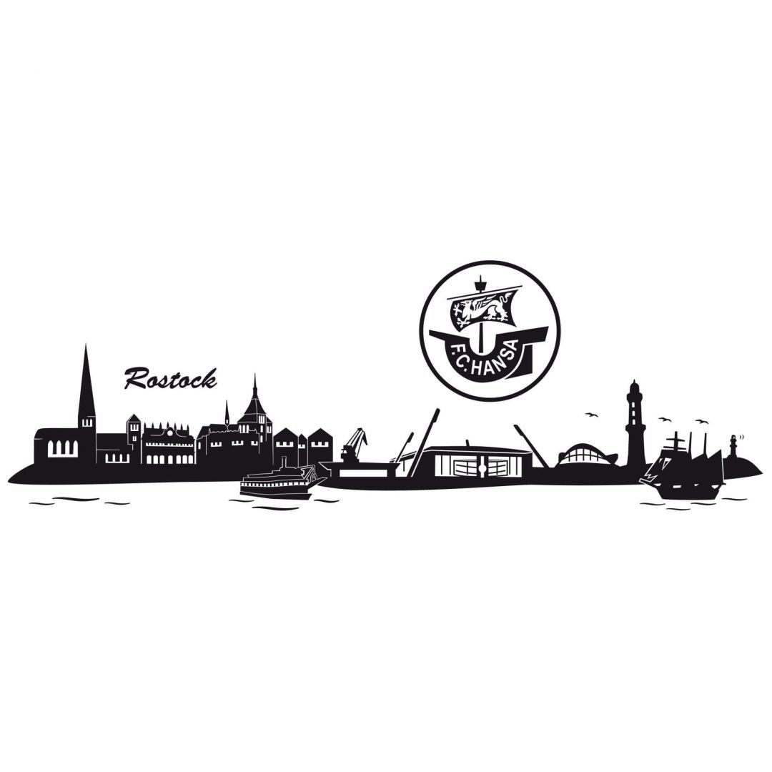 Wandtattoo Hansa Rostock Skyline - Logo einfarbig