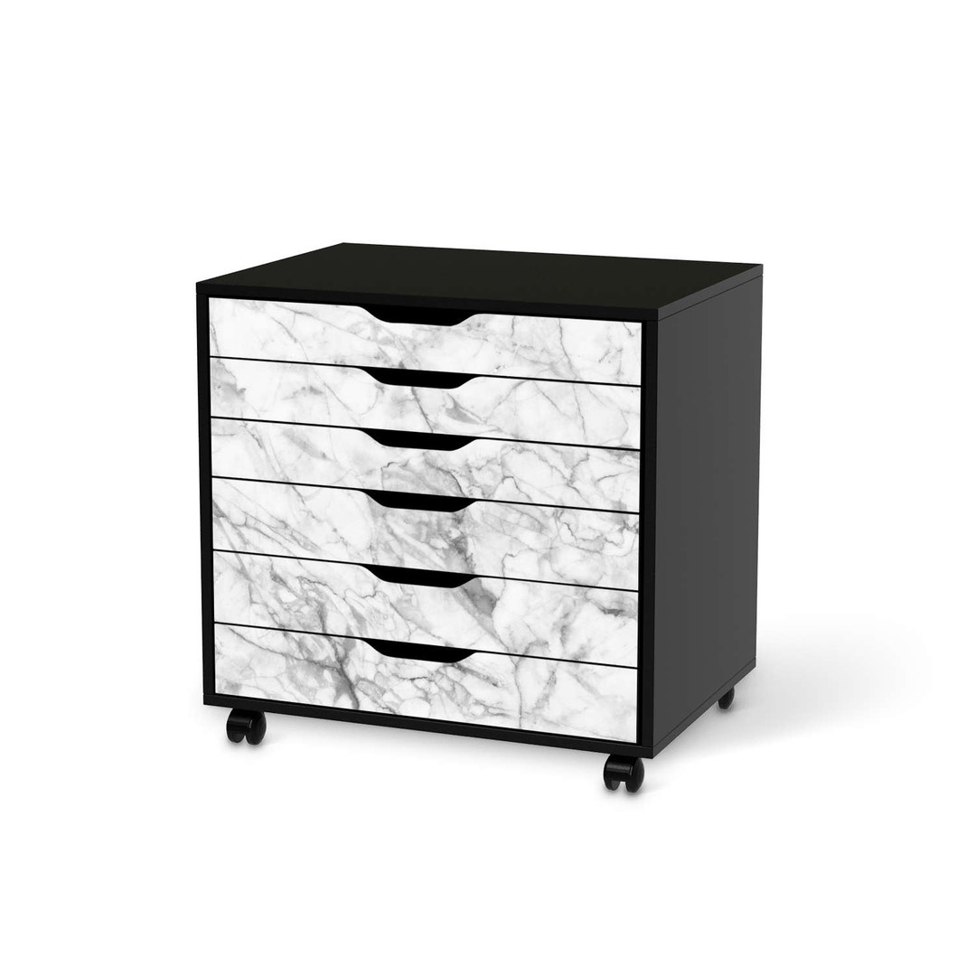 Möbelfolie IKEA Alex Rollcontainer 6 Schubladen - Marmor weiss