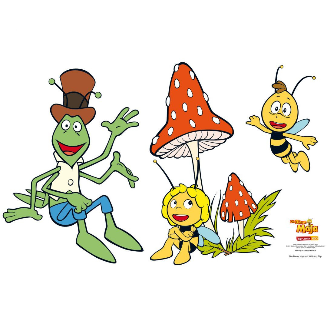 Wandtattoo Die Biene Maja mit Willi und Flip - trenddeko.ch