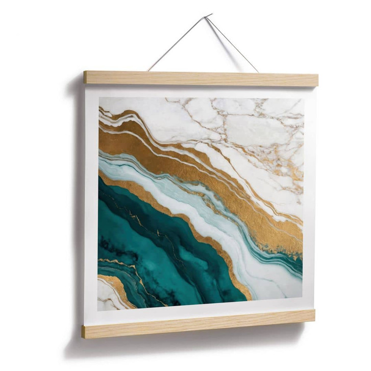 Poster Marmor-Fluss aus Gold und Jade - Alpenglow Workshop - Quadratisch