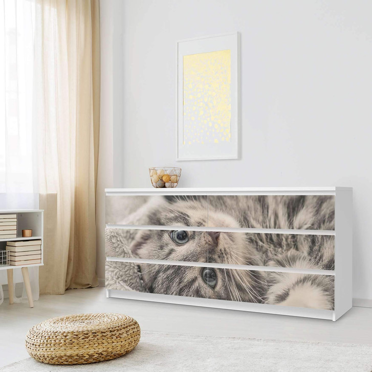 Möbelfolie IKEA Malm Kommode 6 Schubladen (breit) - Kitty the Cat