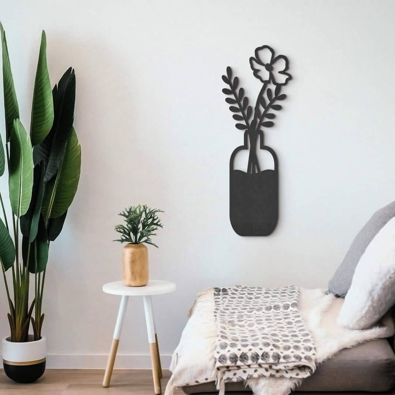 MDF Wanddeko Blumen in Vase - trenddeko.ch