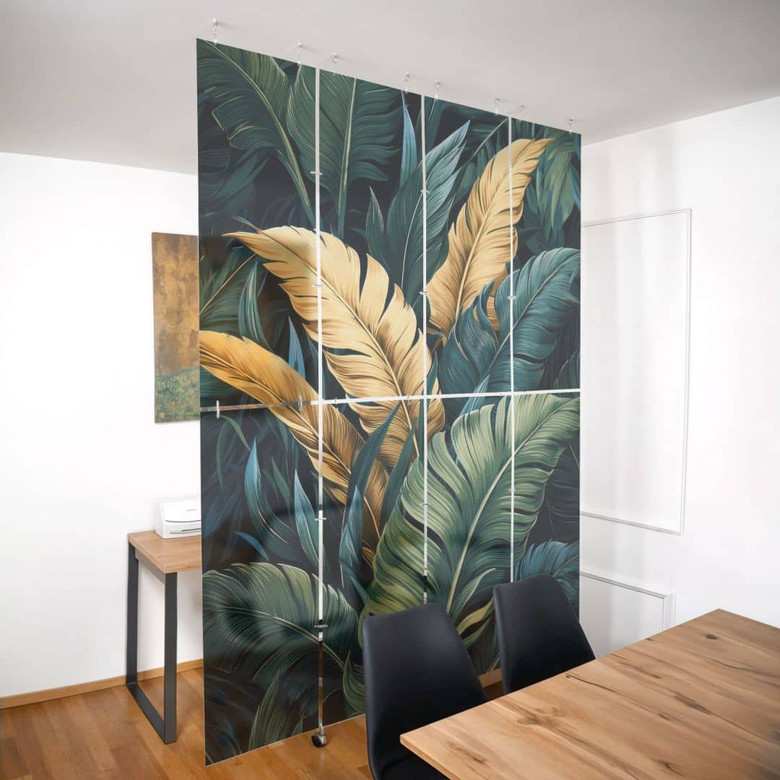 Raumteiler, Paravent, Sichtschutz hängend Bunte Palmenblätter - Jaszke